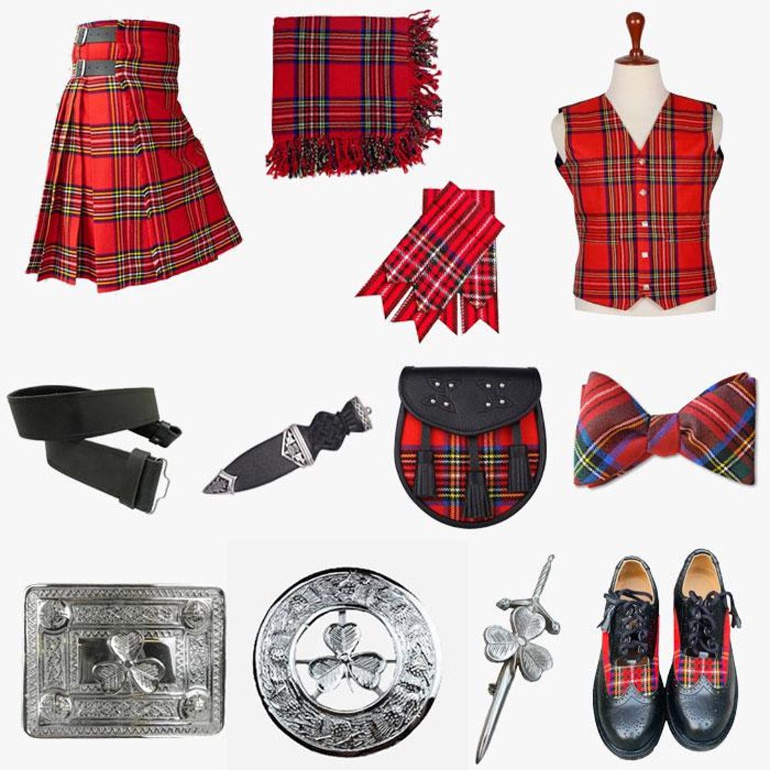 Handmade Scottish Tartan Kilt Outfit: Royal Stewart Kilt Set - Etsy