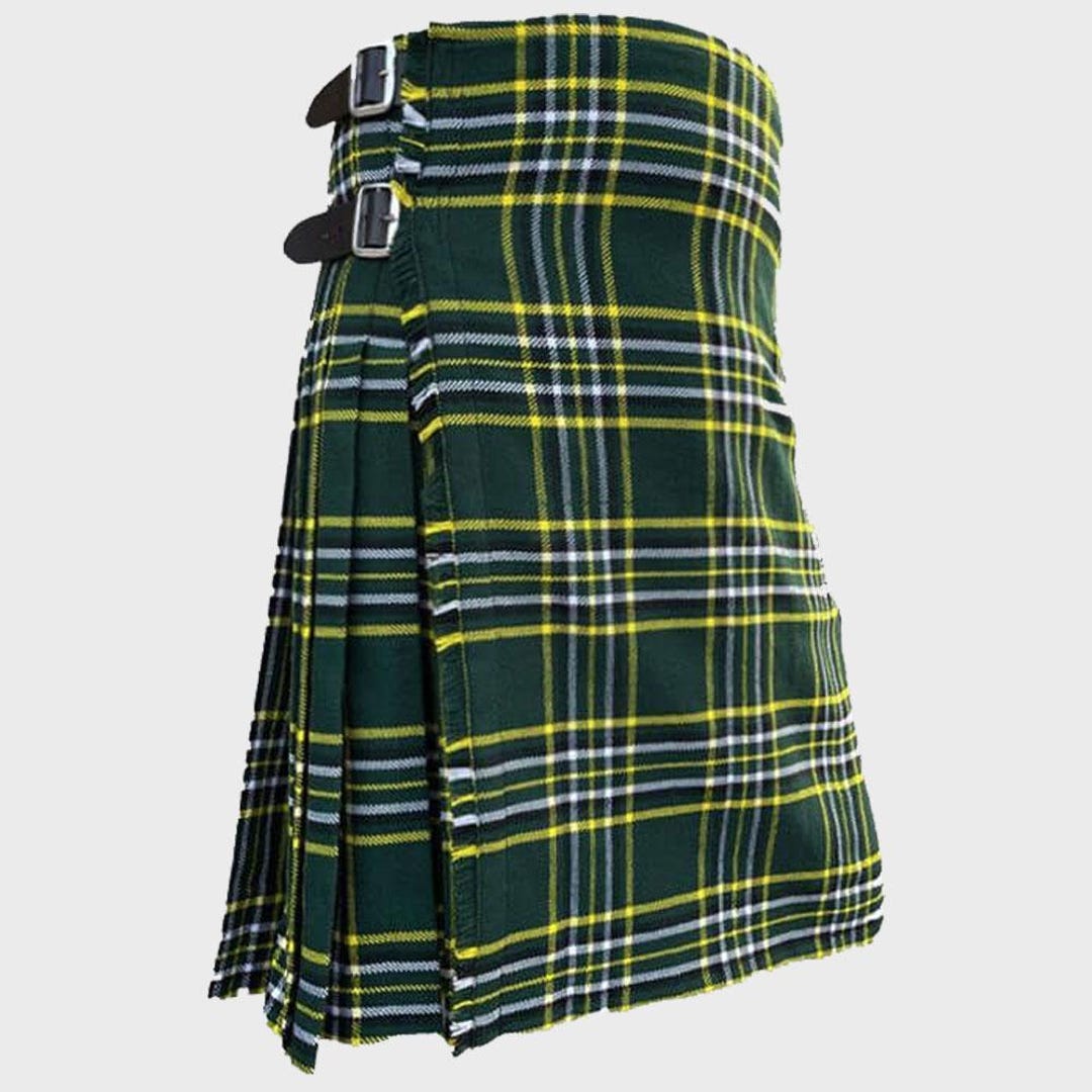 Highland Dark Irish Tartan Kilt - Men's Traditional Handmade 8 Yard ...