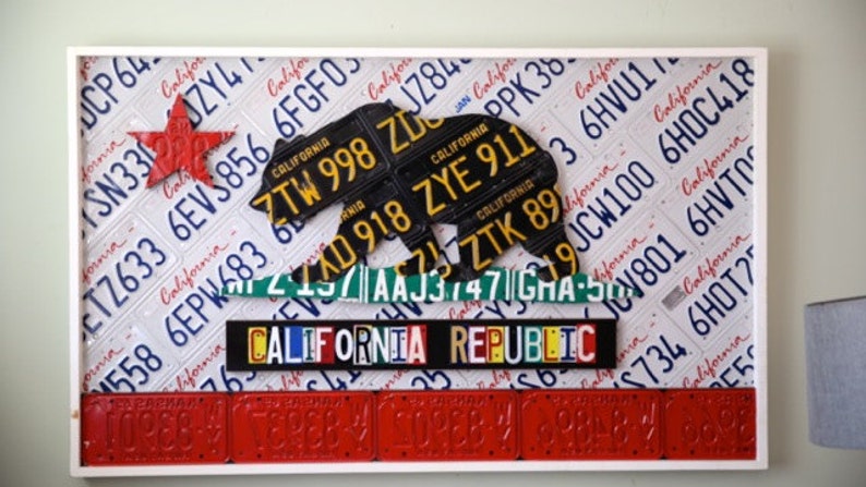 California State Flag License Plate Art Original - Etsy