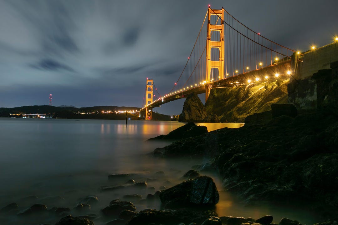 Golden Gate Bridge at Night From Fort Baker - Etsy