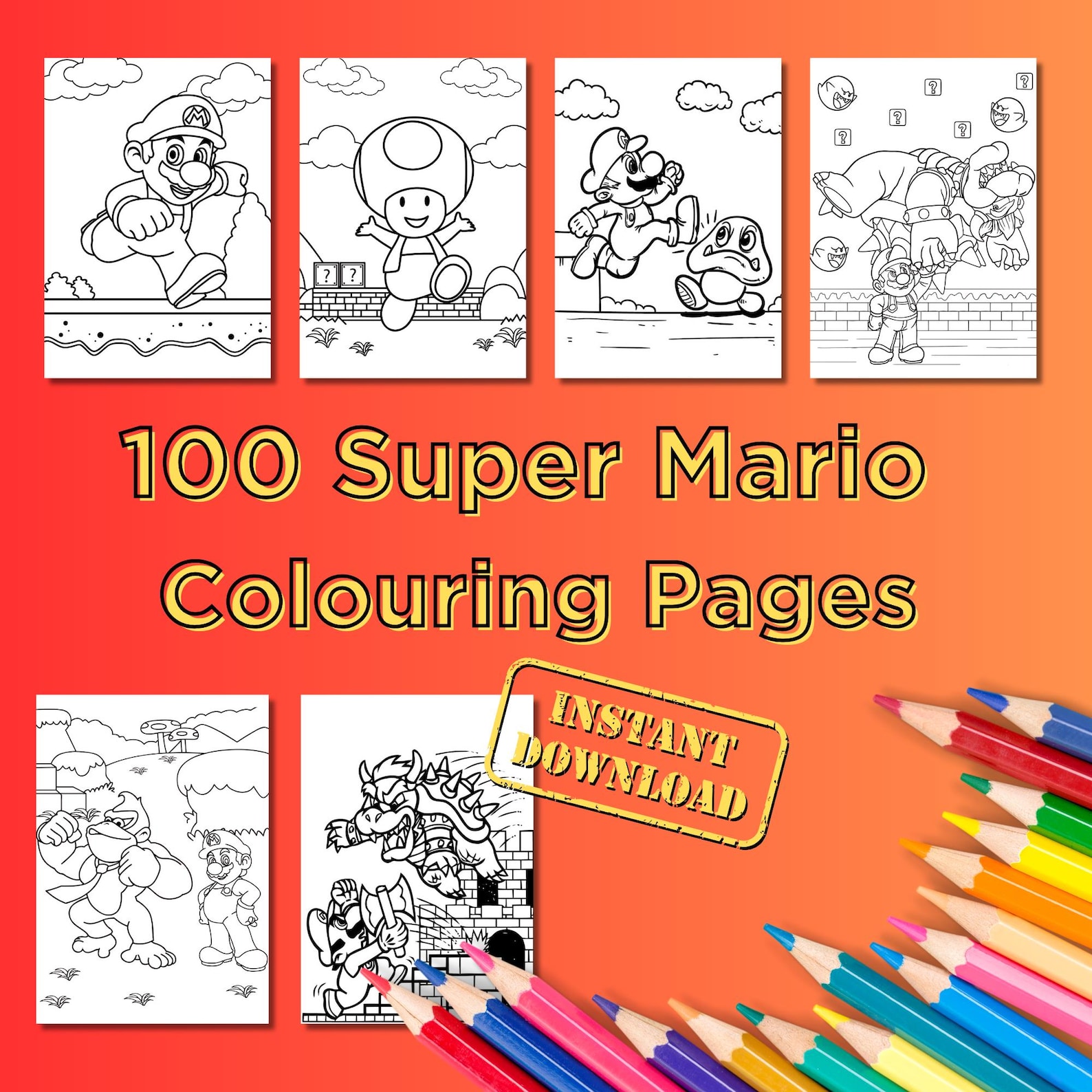 100 Super Mario Coloring Page for Kid, Printable Coloring Pages, Kids ...