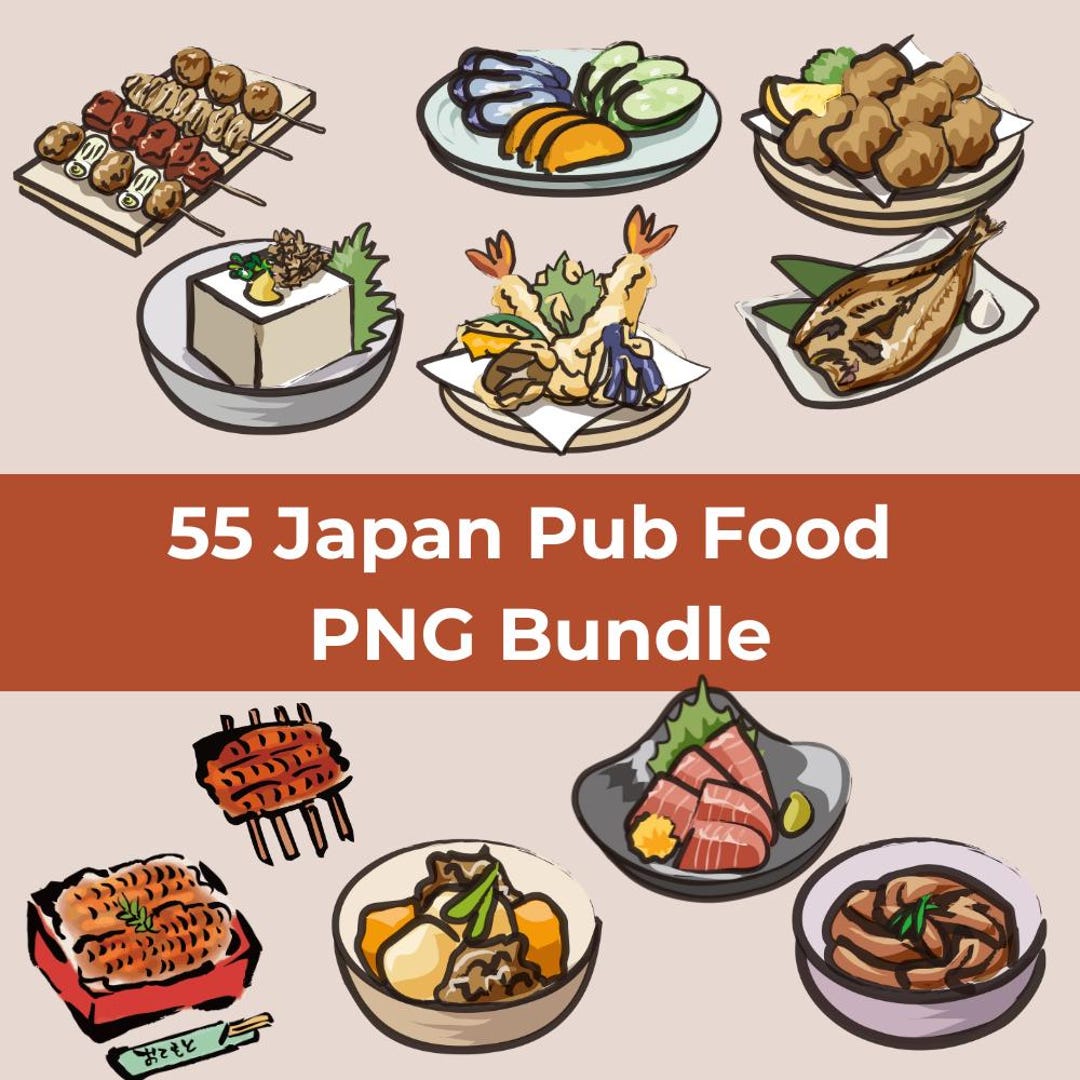 55 Japanese Pub Food Bundle Pngs With Clear Background, Designs Bundle ...