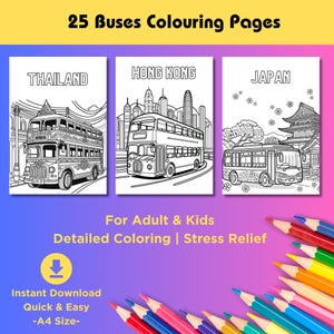 25 Buses of the World Coloring Pages for All Ages | Busy Book Printable ...