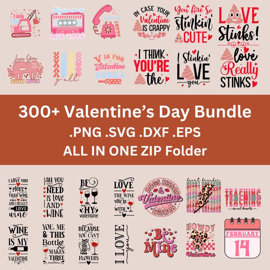 300+ Valentine's Day Bundle Svg Png Dxf Eps, Instant Digital Download ...