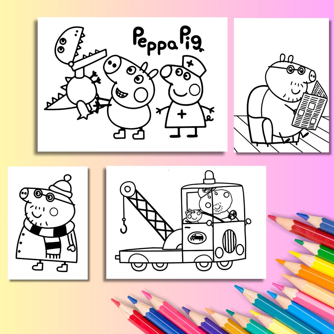 50 Peppa Pig Coloring Page for Kid, Printable Coloring Pages, Kids Busy ...