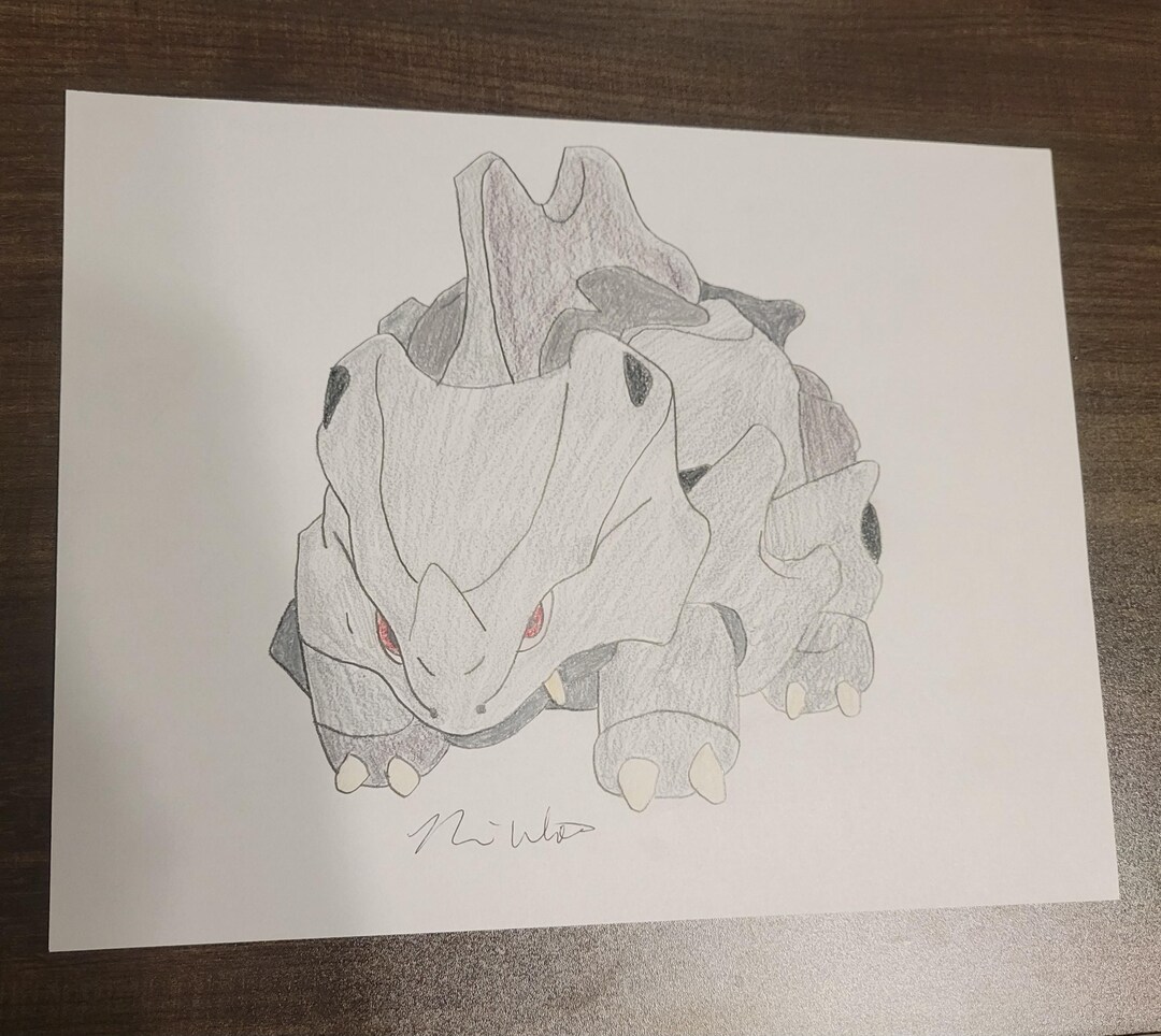 Rhyhorn Original Drawing Colored Pencil - Etsy