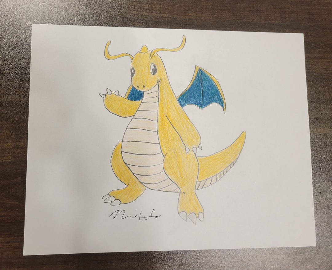 Dragonite Handmade Drawing by Me - Etsy