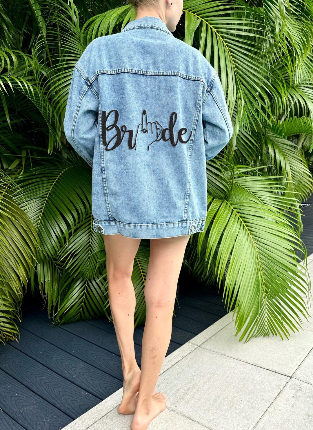 Embroidered Bride Jean Jacket, Wedding Bridal Denim Jacket ...