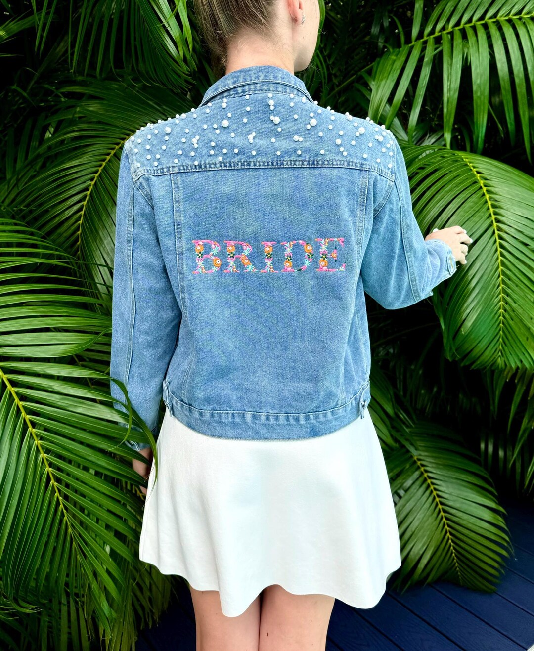 Embroidered Bride Jean Jacket, Wedding Bridal Denim Jacket ...