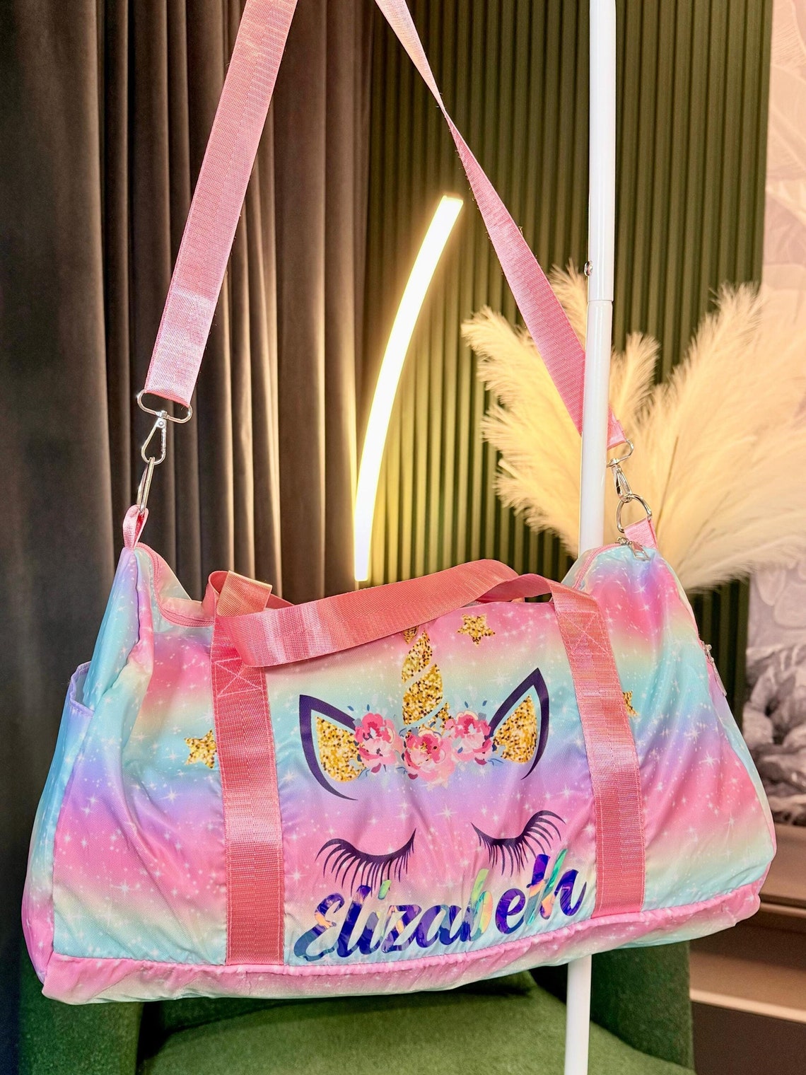 Monogrammed Girls Travel Bag, Personalized Unicorn Duffle Bag, Unicorn ...