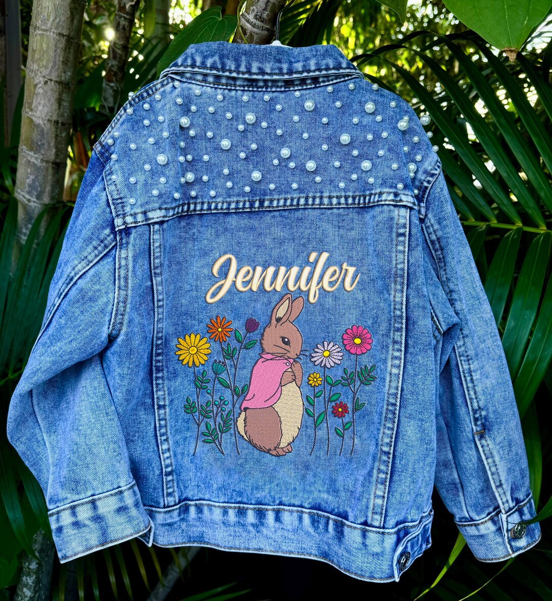 Peter Rabbit Denim Jacket, Embroidered Denim Jacket, Personalized Gifts ...