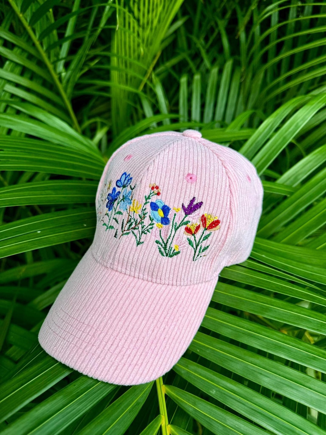 Embroidered Floral Cap, Cotton Corduroy Hat, Gift Cap for Her, Daisy ...