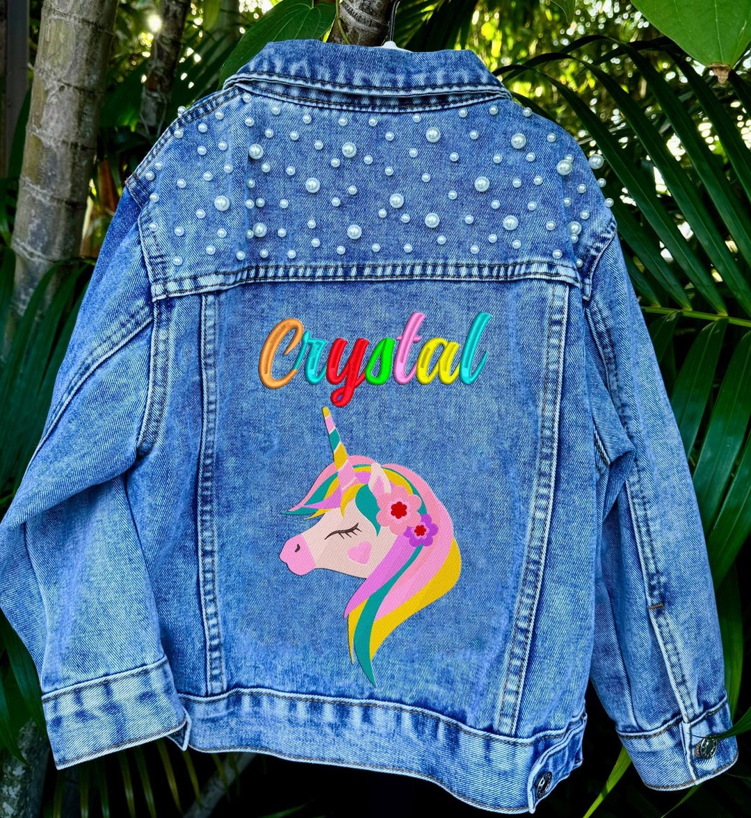 Personalized Jean Jacket for Girls With Unicorn, Kids Jacket With Name ...
