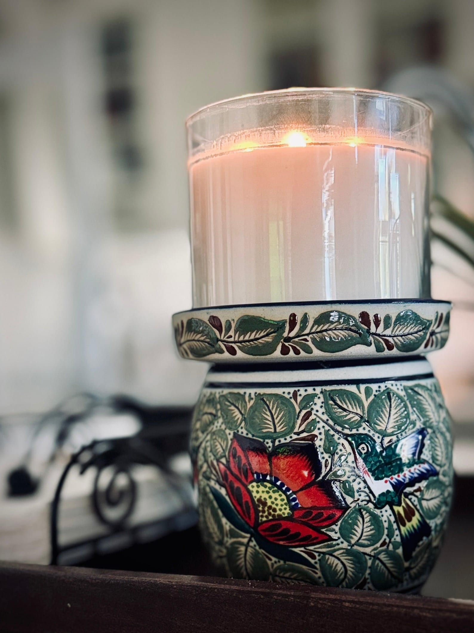 Mexican Candle Holder Talavera Style, Ceramic Pottery Folk Art Decor ...