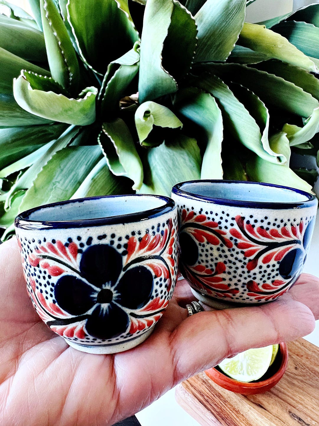 Handmade Mexican Tequila Shot Glass: Floral Ceramic Barware - Etsy