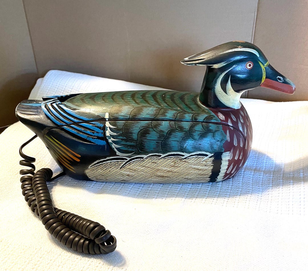 Duck Phone for Landline Vintage Telemania Wooden Handpainted Corded and ...