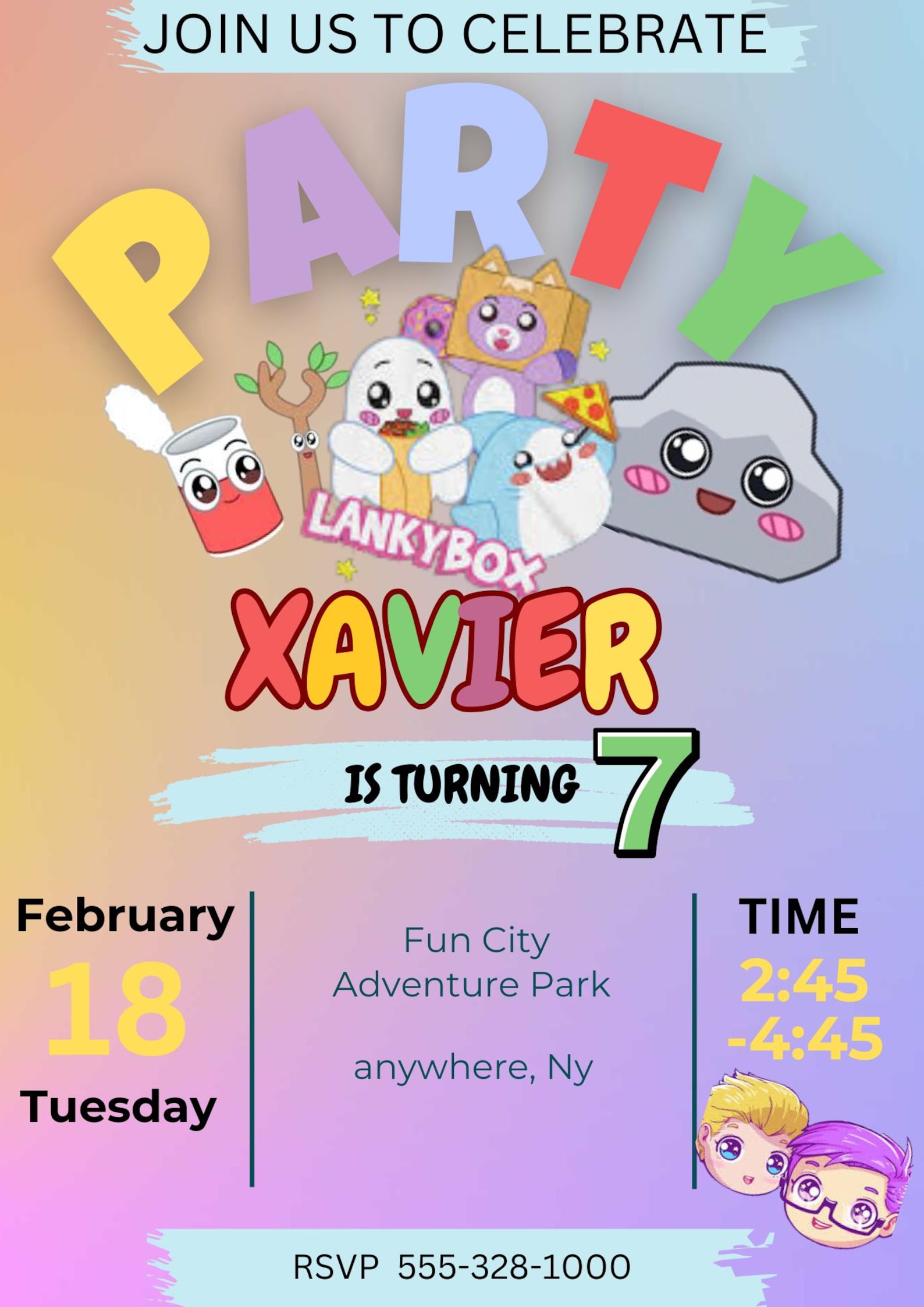 Lankybox Birthday Invitation Instant Download - Etsy