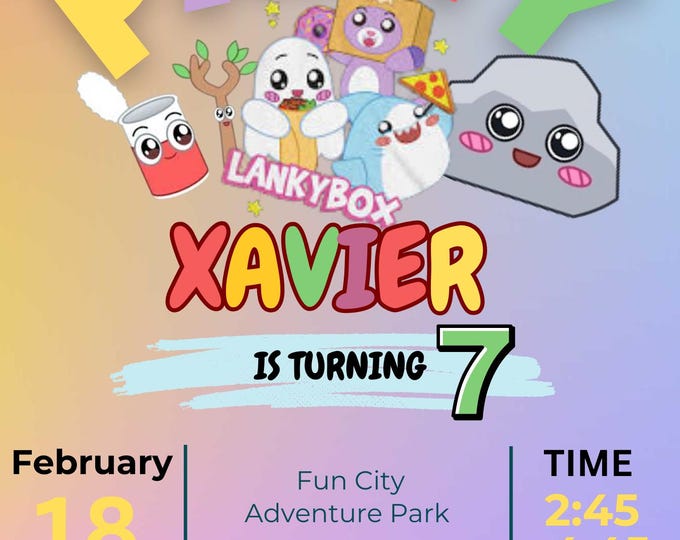 Lankybox Birthday Invitation Instant Download - Etsy