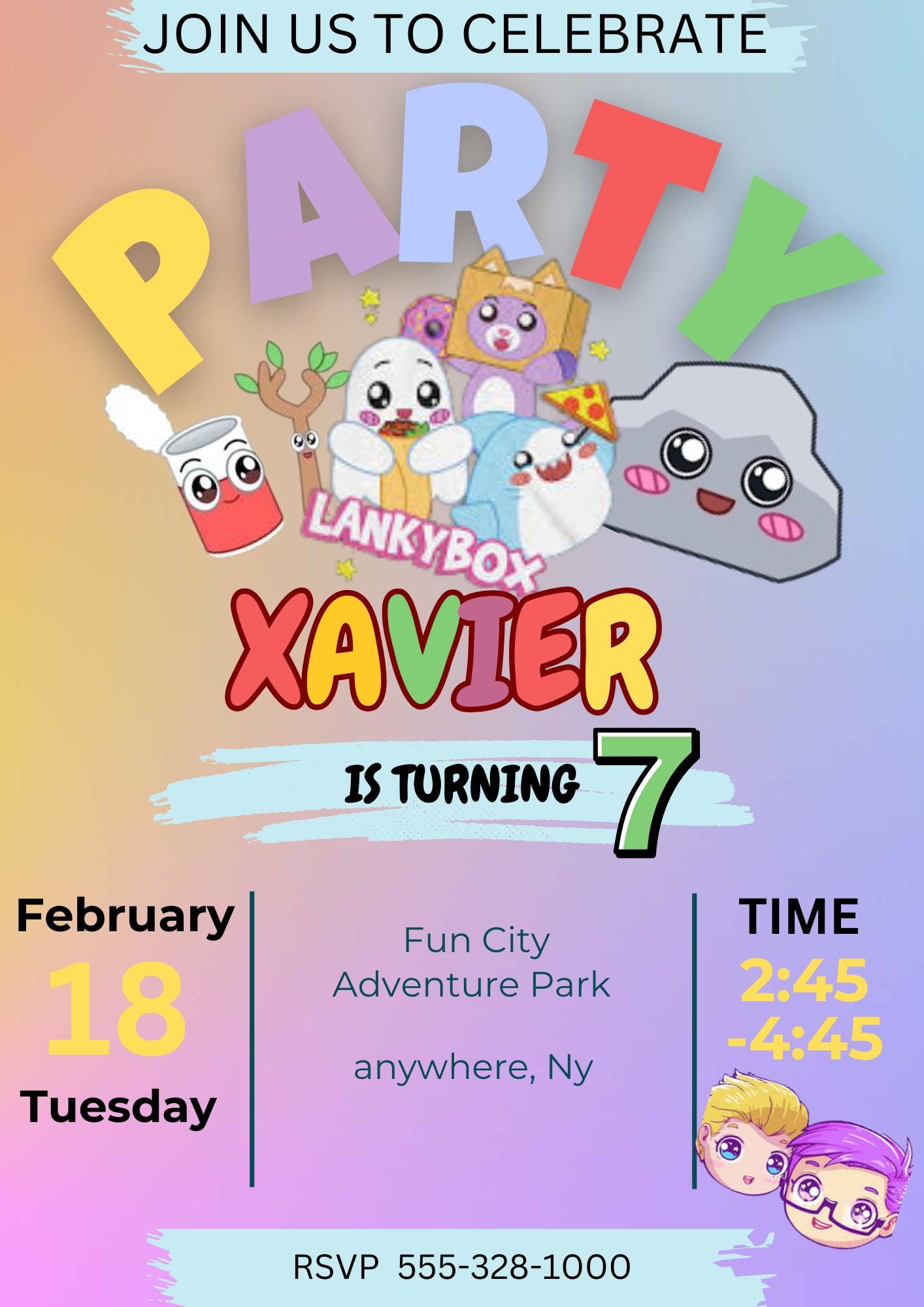 Lankybox Birthday Invitation Instant Download - Etsy