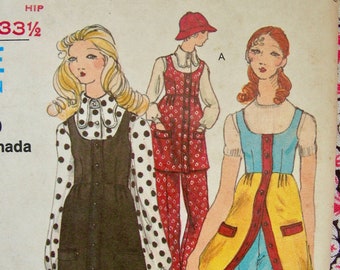 UNCUT Vintage 1970's MISS VOGUE Pattern 7987 Misses' Retro Slim Dresses ...