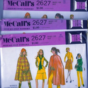 UNCUT Vintage 1970s Mccall's Pattern 2627 - Mock Wrap Skirts, Capes ...