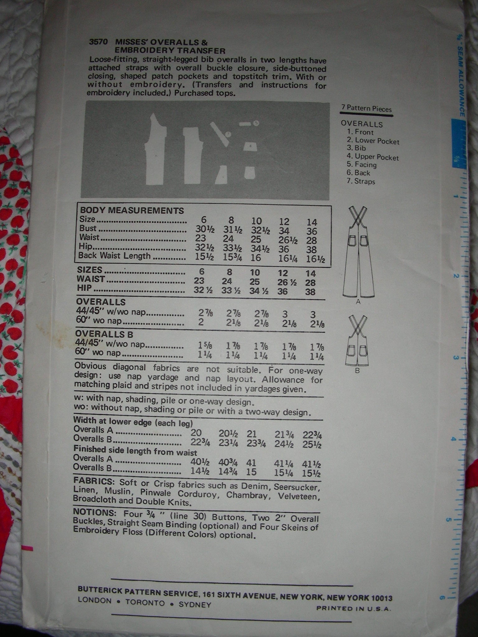 UNCUT Vintage 1970's Butterick Pattern 3570 / ADORABLE - Etsy
