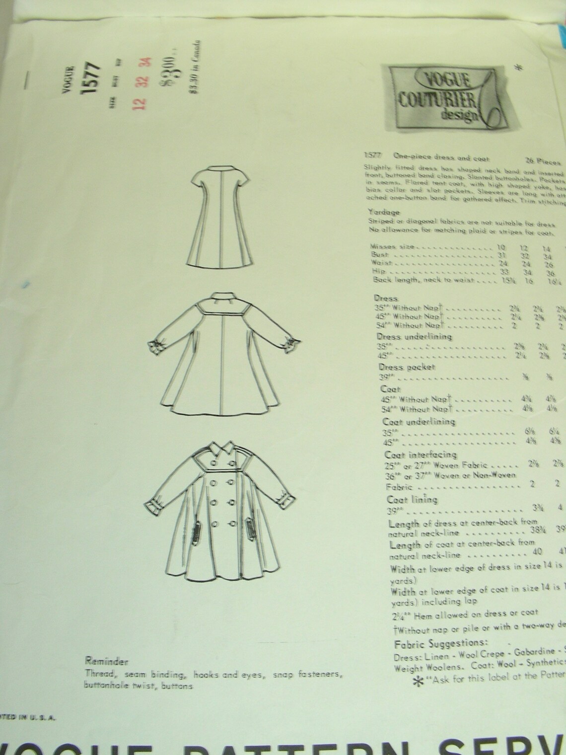 FABIANI Designer Vogue Couturier Pattern 1577 / Cocktail - Etsy
