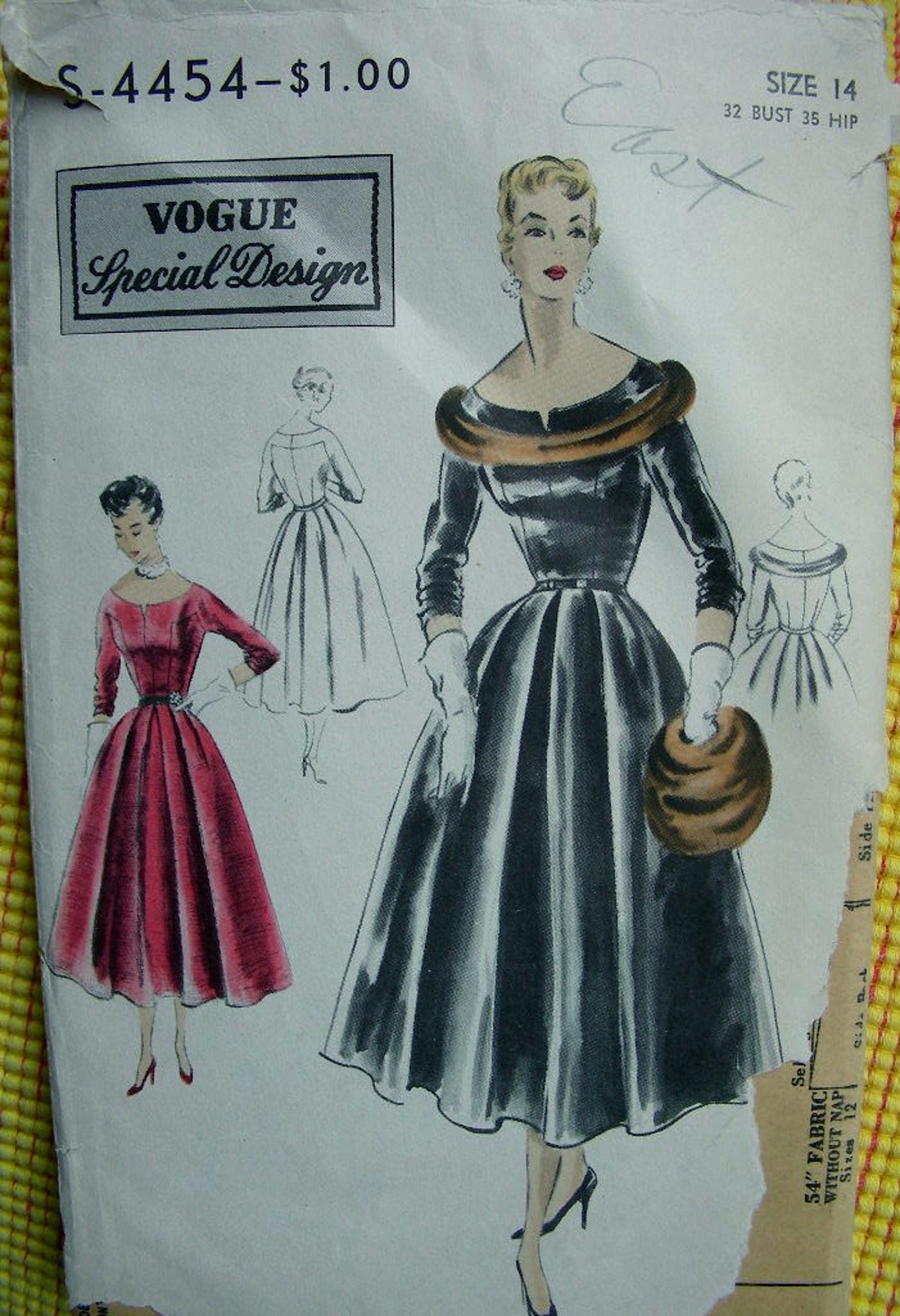 UNCUT * 1950's Vintage Vogue Special Design Pattern S-4454 // ELEGANT ...
