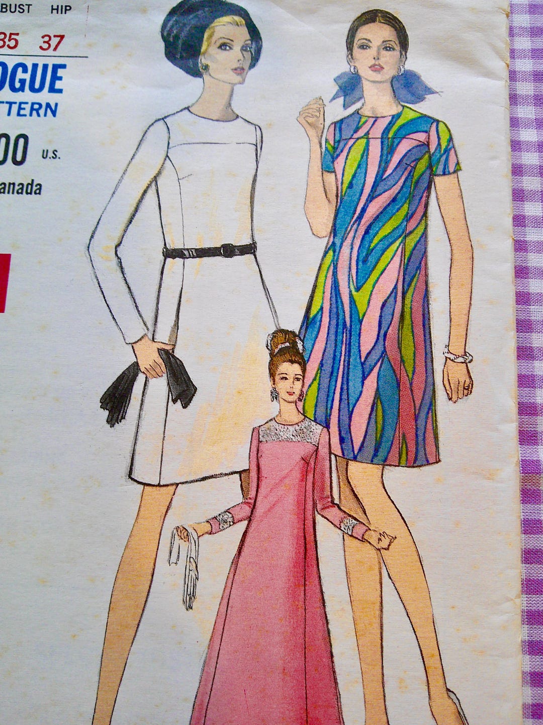 Vintage 1960s Vogue Sewing Pattern 7303: Elegant Evening Gown, Half ...