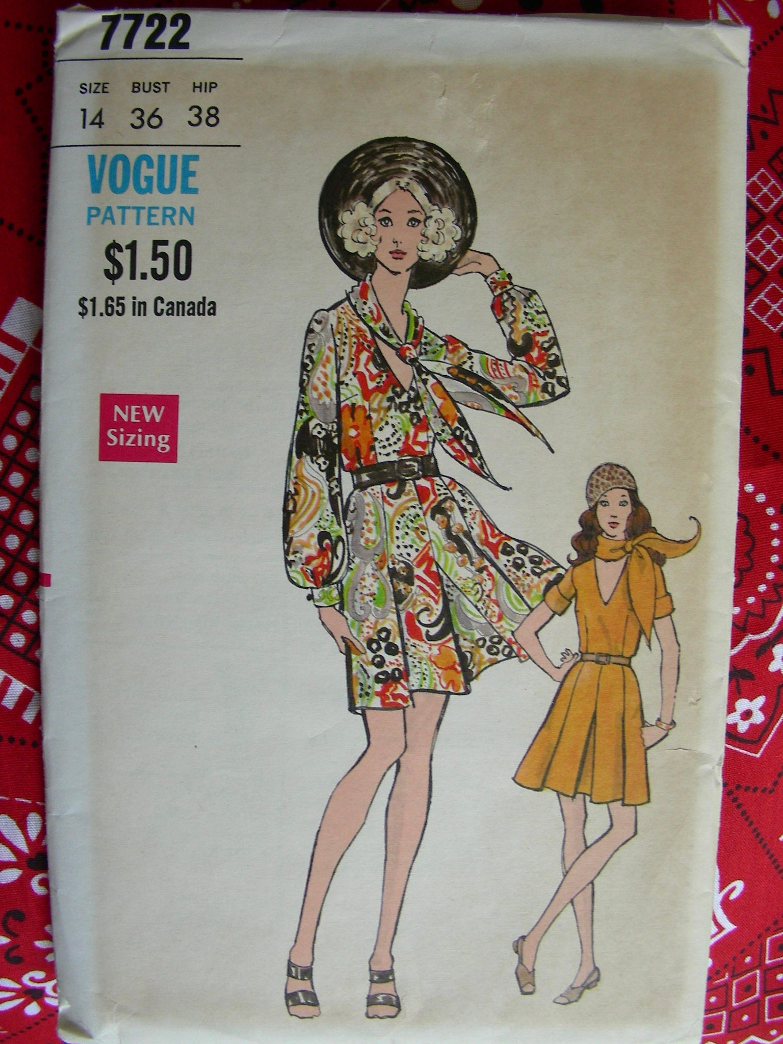 UNCUT * Vintage 70's Vogue Sewing Pattern 7722 - Misses' Mini Dress and ...