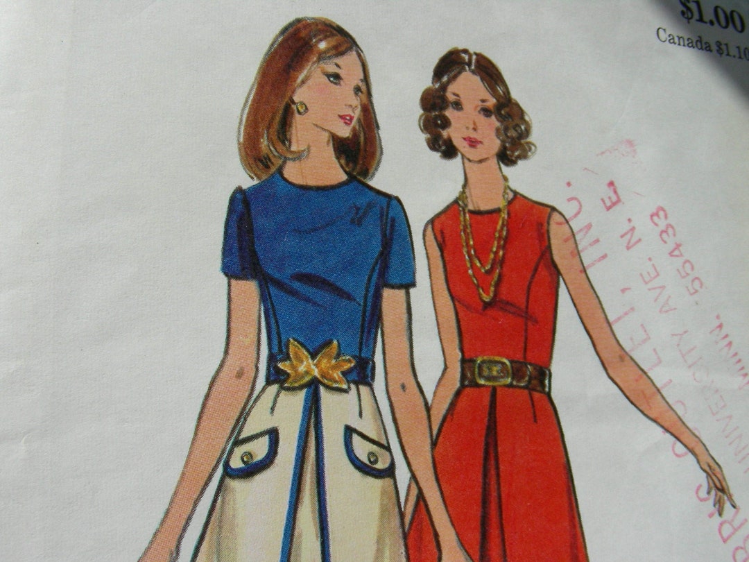 UNCUT 1970s Butterick Pattern 6624 / Beautiful Misses' Dress With Front ...