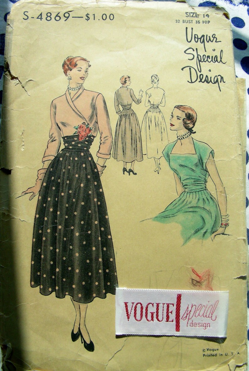 GLAMOROUS Vintage VOGUE Special Design Sewing Pattern S-4869 - With ...