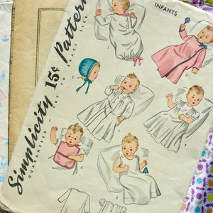 1940s Simplicity Pattern 3506 - INFANTS Set: Nightgown, Wrapper, Slip ...