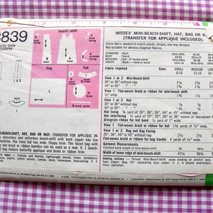 UNCUT 1970s Simplicity 8839 / Misses' Mini-beach-shift, Hat, Bag, or ...