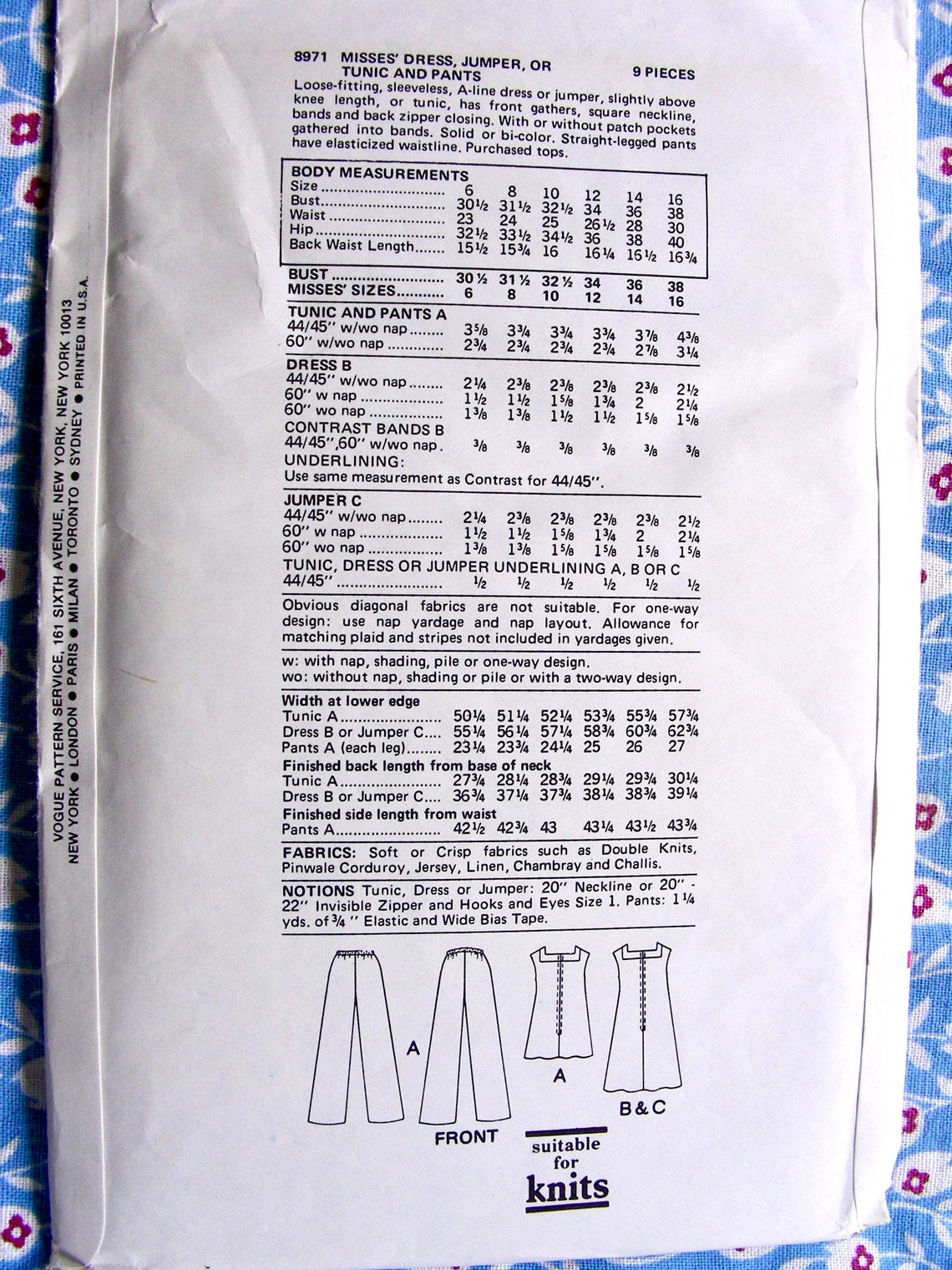 VOGUE Pattern 8971 UNCUT Misses' Maternity Dress, Jumper or Tunic and ...