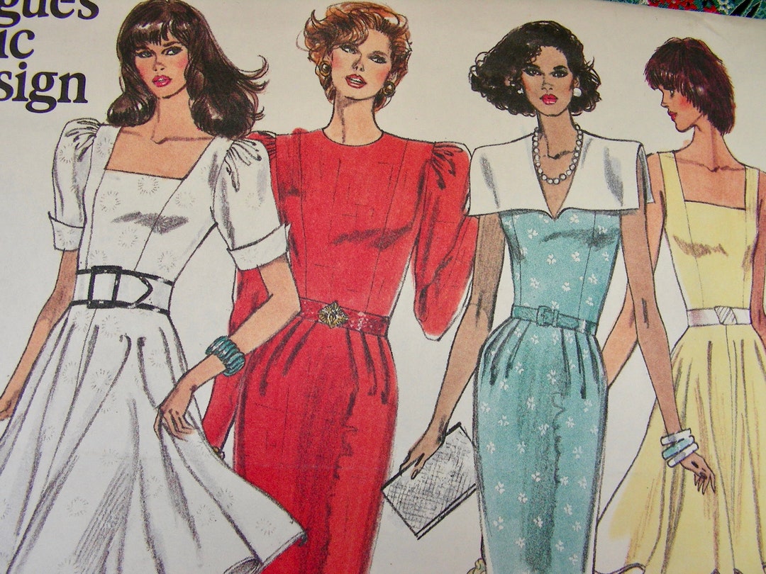 UNCUT Vintage Vogue 2062 Dress Pattern: Fitted Bodice, Sleeve Options ...