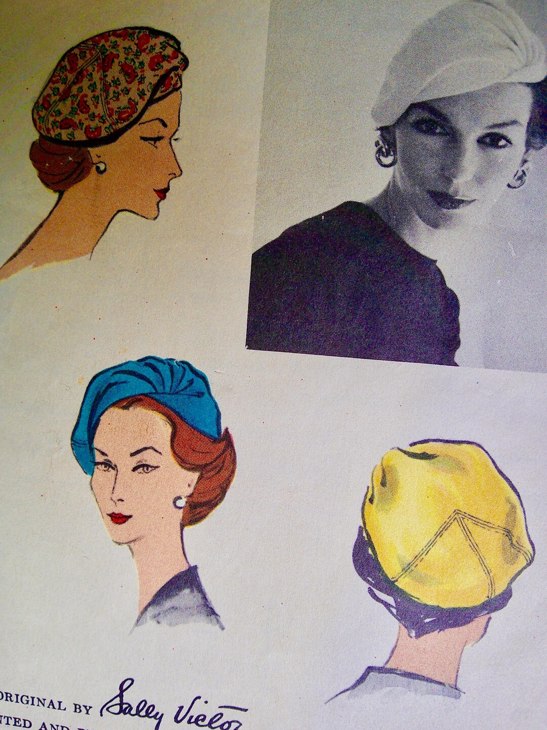 1950s Sally Victor Original Hat Pattern Vogue 9093 * Misses' Side ...