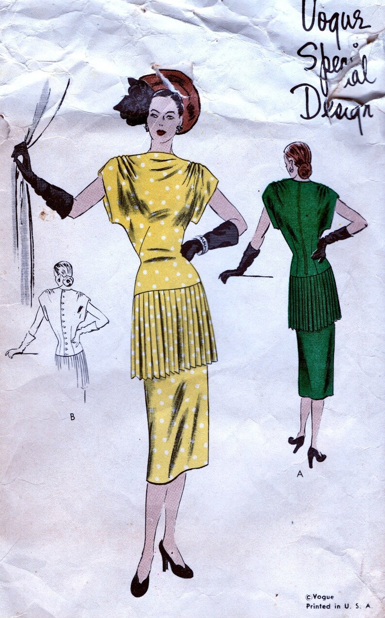 RARE 1940's VOGUE Special Design Sewing Pattern S-4774 FABULOUS High ...