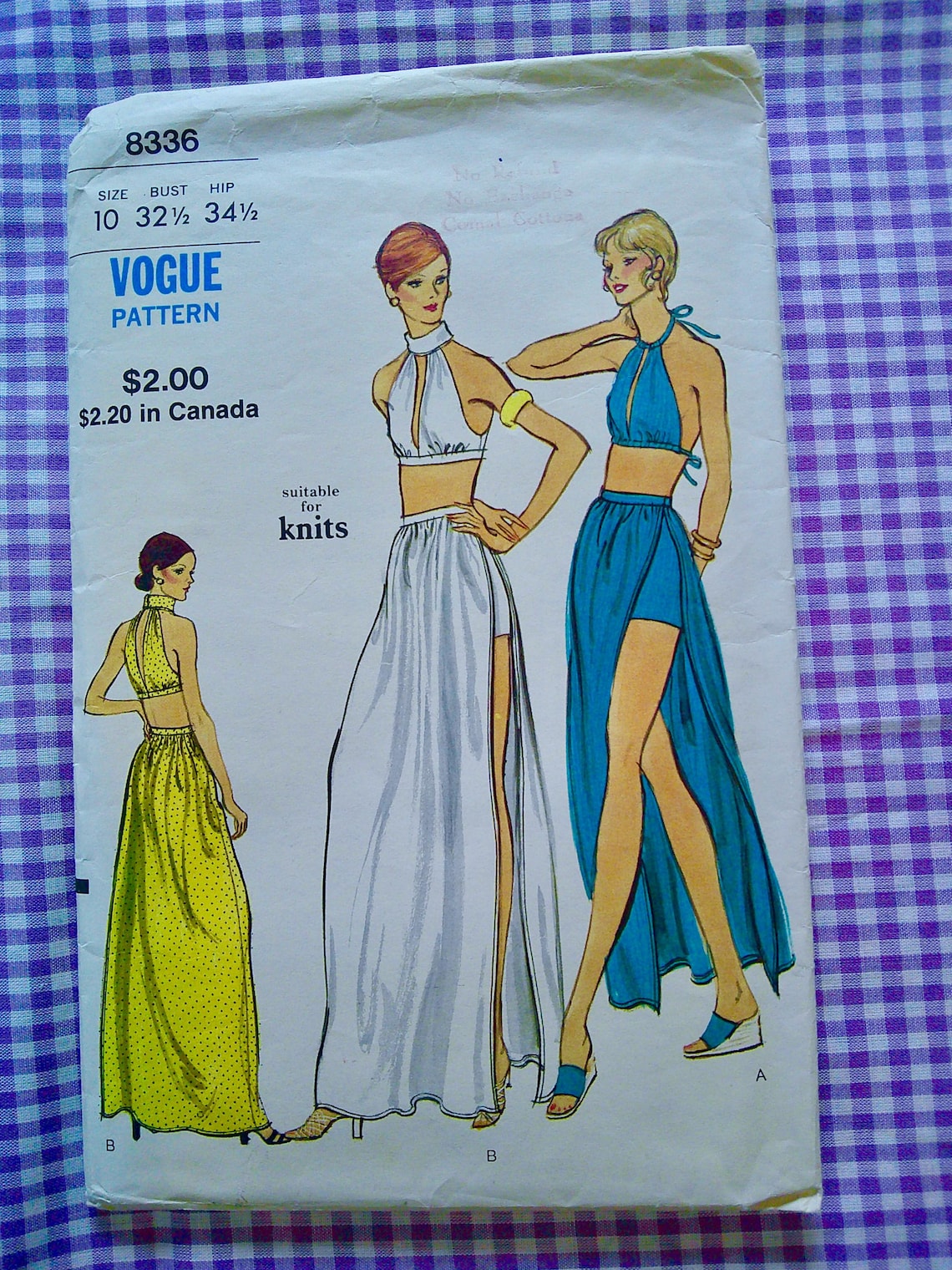 1970s Vogue 8336 Sewing Pattern: Halter Tops & Skirts, Size 10 - Etsy