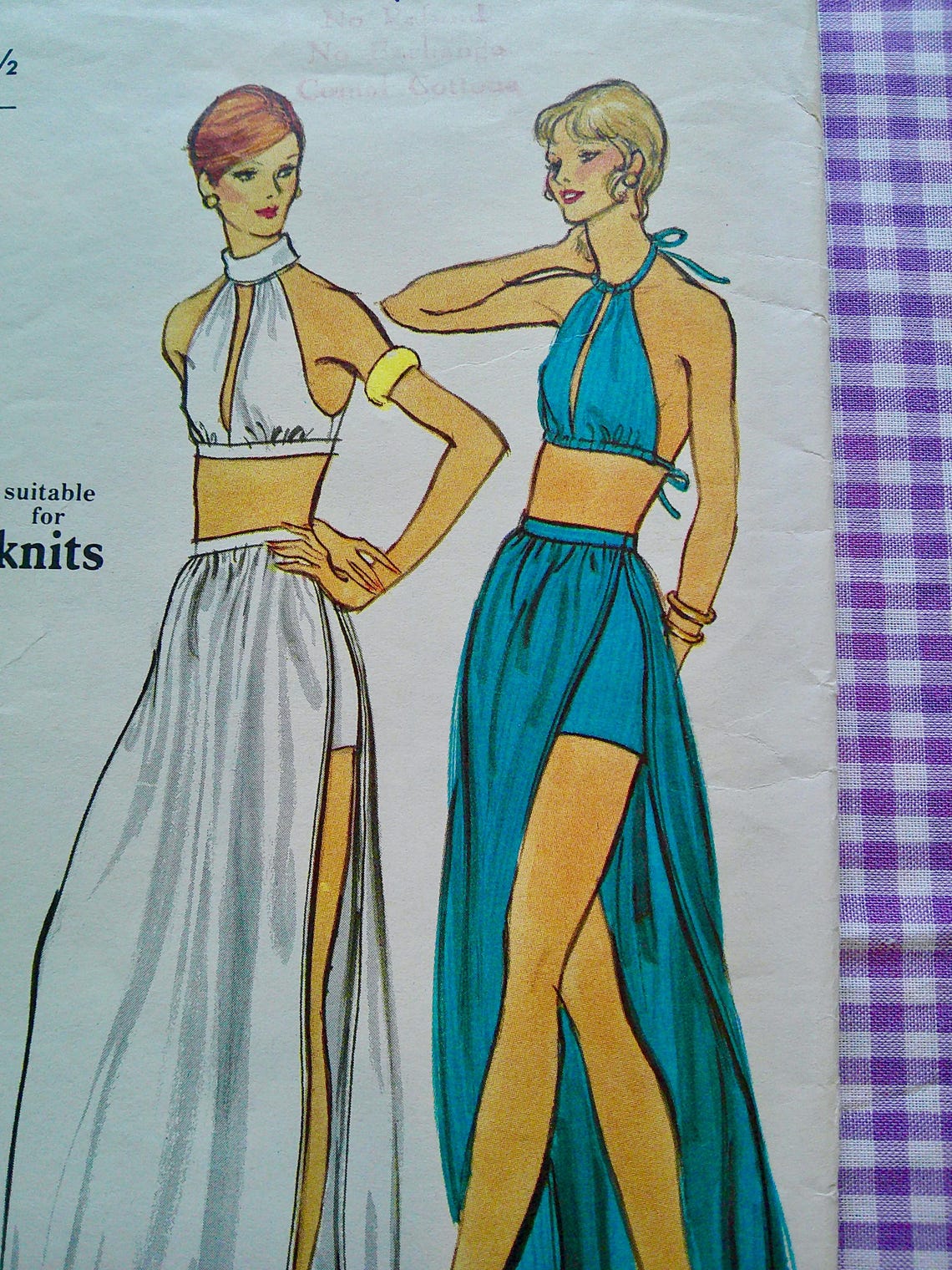 1970s Vogue 8336 Sewing Pattern: Halter Tops & Skirts, Size 10 - Etsy