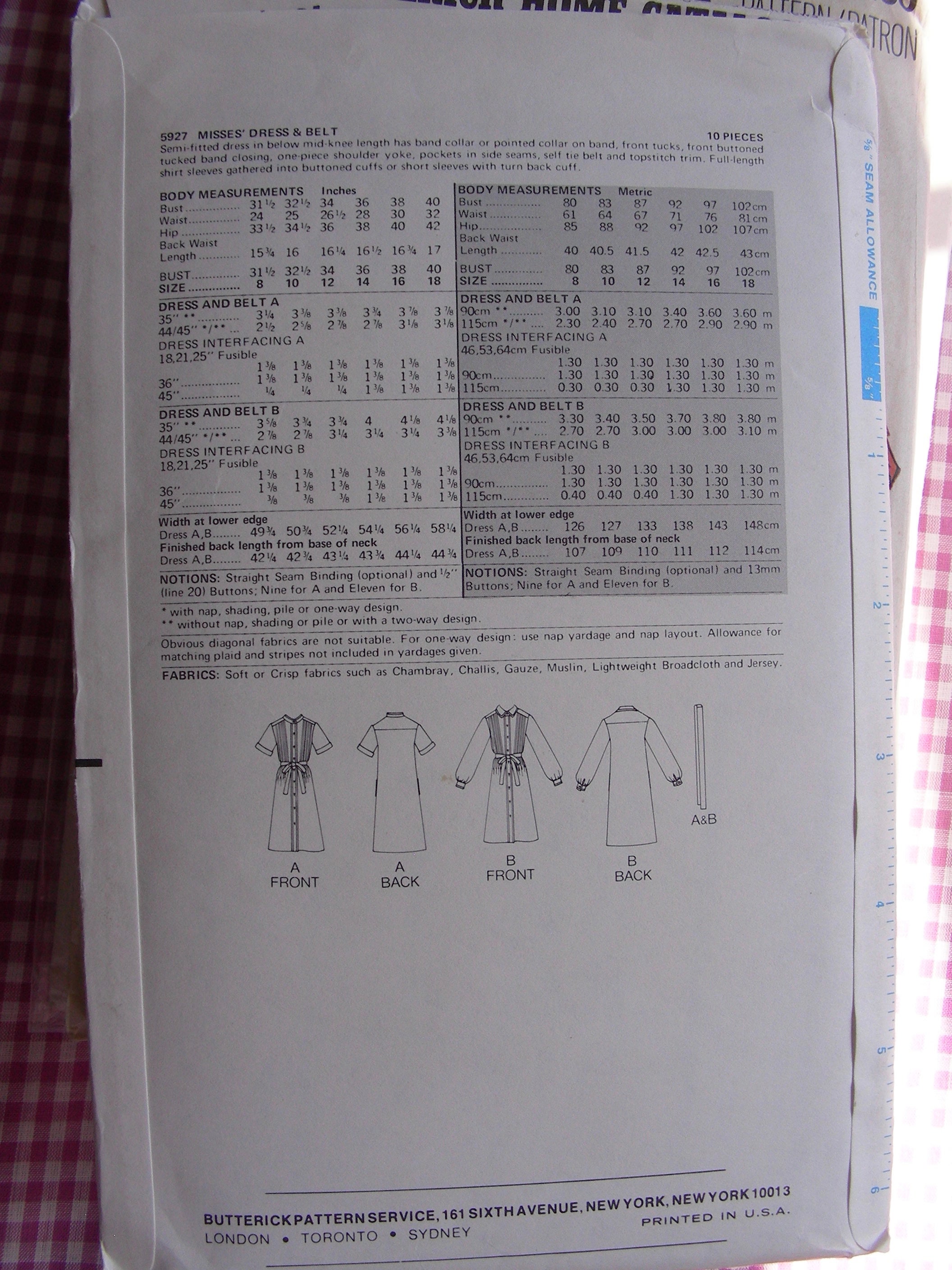 UNCUT Vintage 1970's Butterick Pattern 5927 / - Etsy