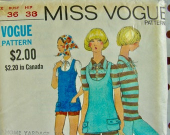 UNCUT Vintage 1970's MISS VOGUE Pattern 7987 Misses' Retro Slim Dresses ...