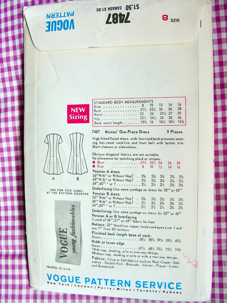 VOGUE Pattern 7487 UNCUT Misses' High-fitted Flared Cocktail Evening ...