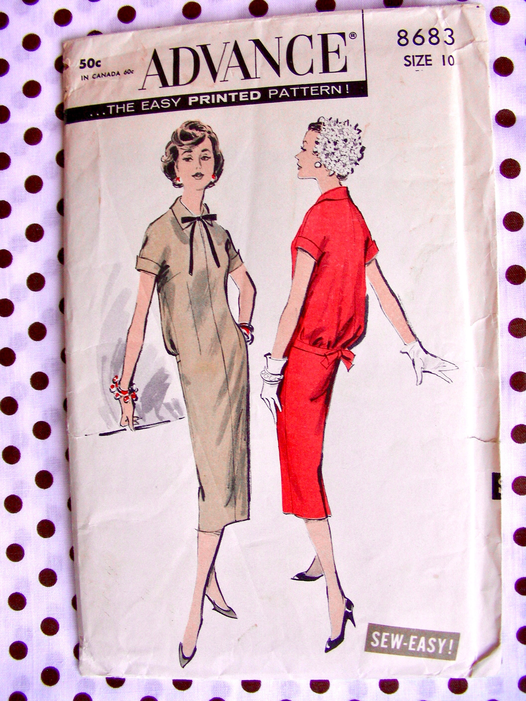 RARE Uncut Vintage Advance Pattern 8683 - Beautiful Misses' Cocktail ...