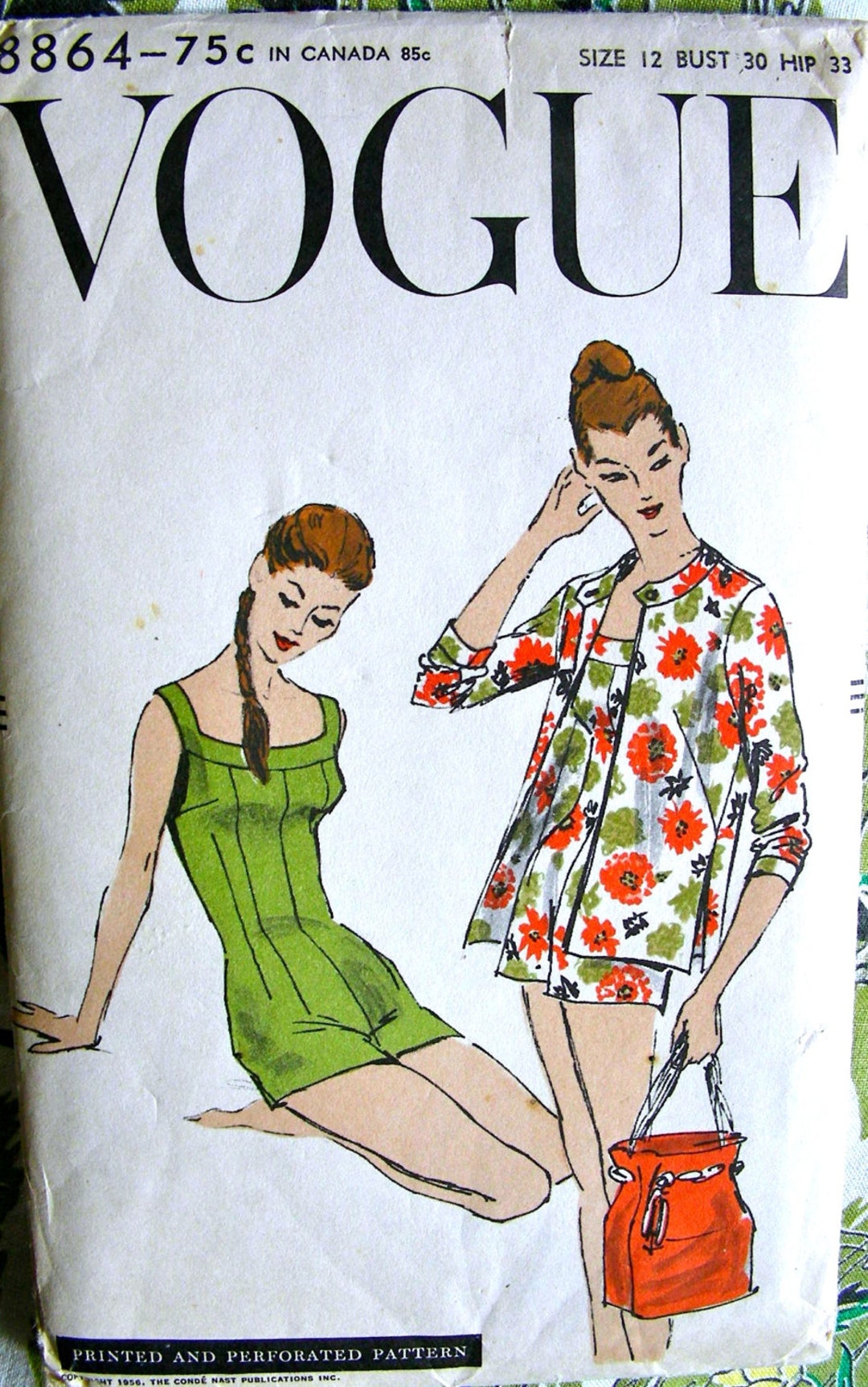 Vintage Vogue 1956 Bathing Suit Pattern 8864 - Bust 30 UNCUT - Etsy