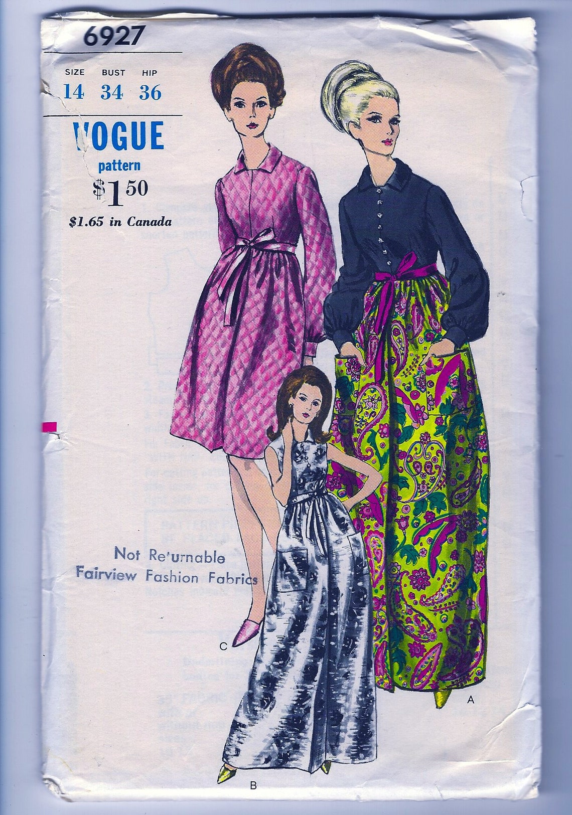UNCUT * 1960s Vogue Pattern 6927 - Ladies' Elegant One Piece Evening or ...