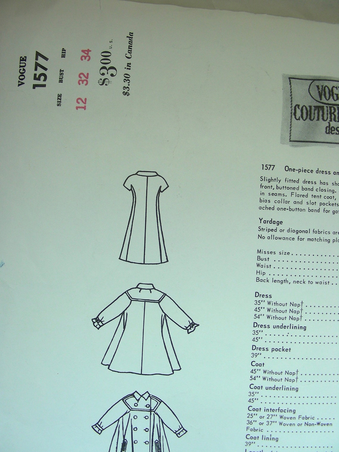FABIANI Designer Vogue Couturier Pattern 1577 / Cocktail | Etsy