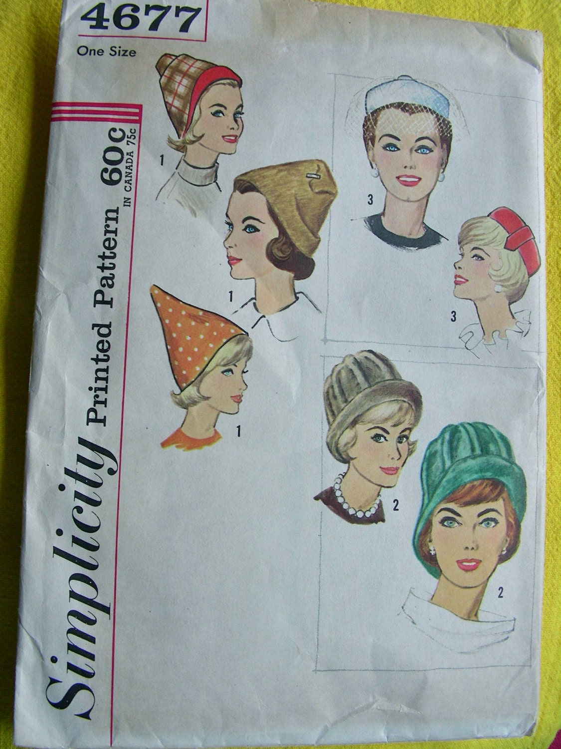 1962 Simplicity Hat Pattern 4677 Ladies' Set of Hats - Etsy