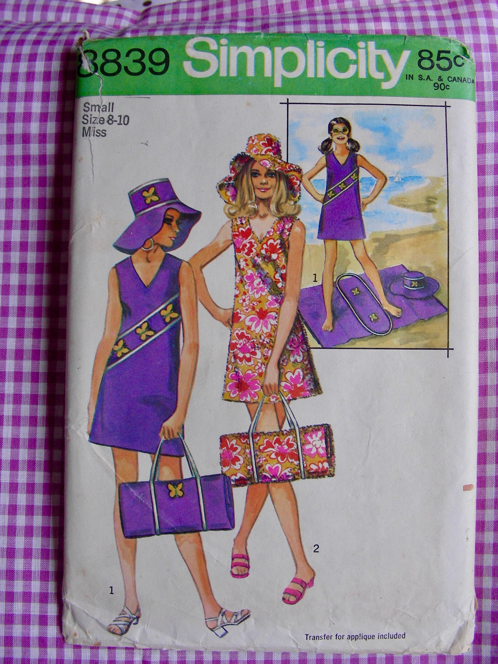 UNCUT 1970s Simplicity 8839 / Misses' Mini-beach-shift, Hat, Bag, or ...