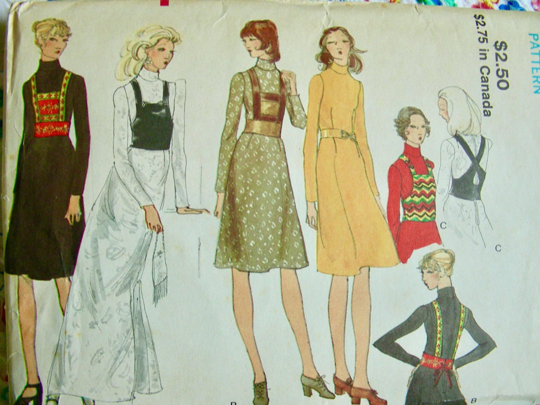 Vintage 1970's MISS VOGUE Pattern 8132 * Misses' Dress and Fitted Bib ...